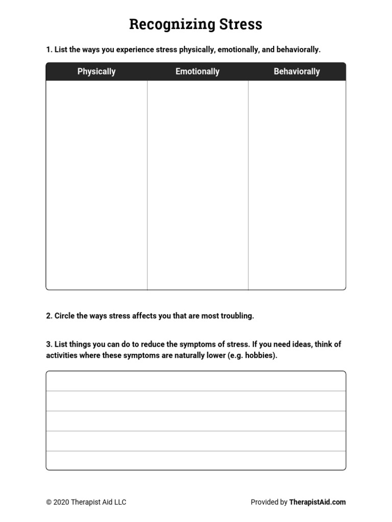 Stress Management Worksheet | PDF