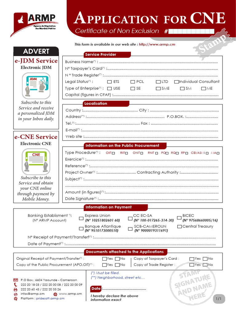 Application_for_CNE(1) | PDF | Payments