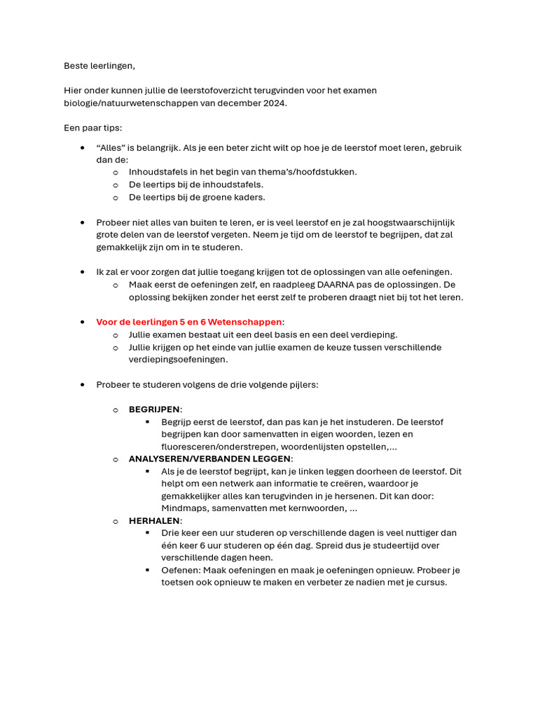 Leerstofoverzicht 3NW | PDF