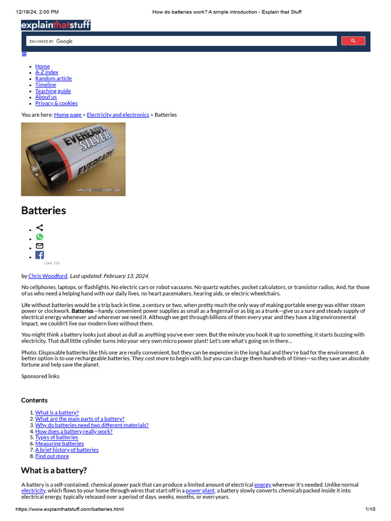How Do Batteries Work - A Simple Introduction - Explain That Stuff ...