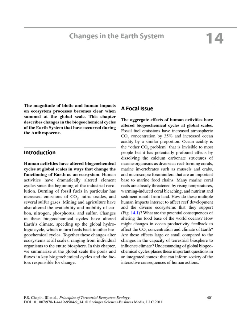 Stuart Chapin - 2011 - PrincTerrestEcosyst - Water Cycle | PDF | Evapotranspiration | Carbon Cycle