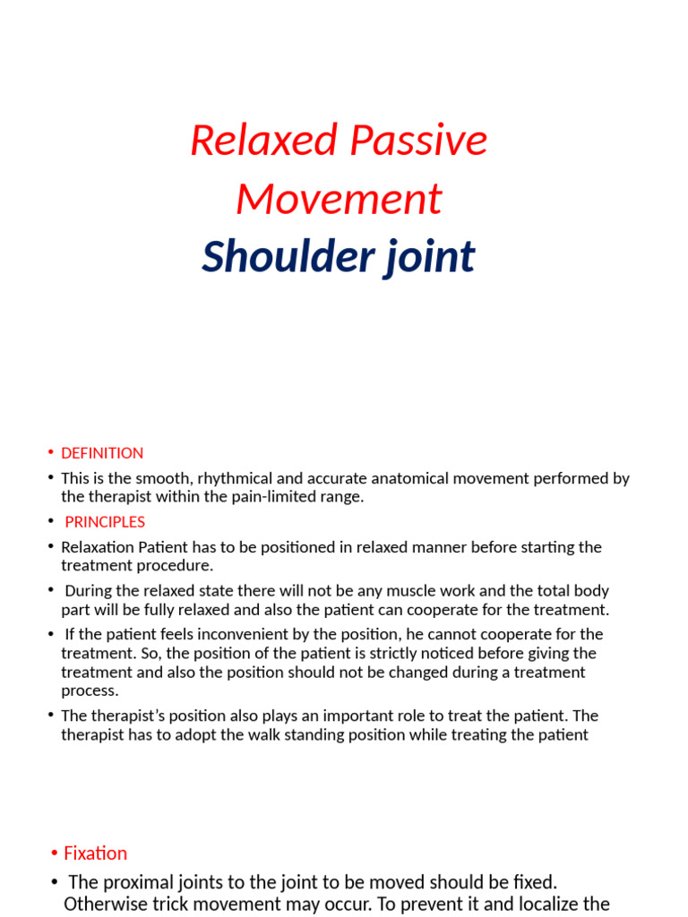 Relaxed Passive Movement-SHOULDER JOINT | PDF | Anatomical Terms Of ...