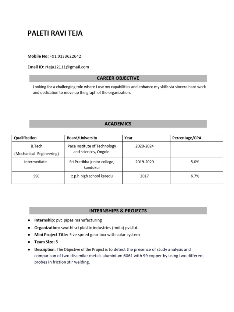 Resume Teja | PDF