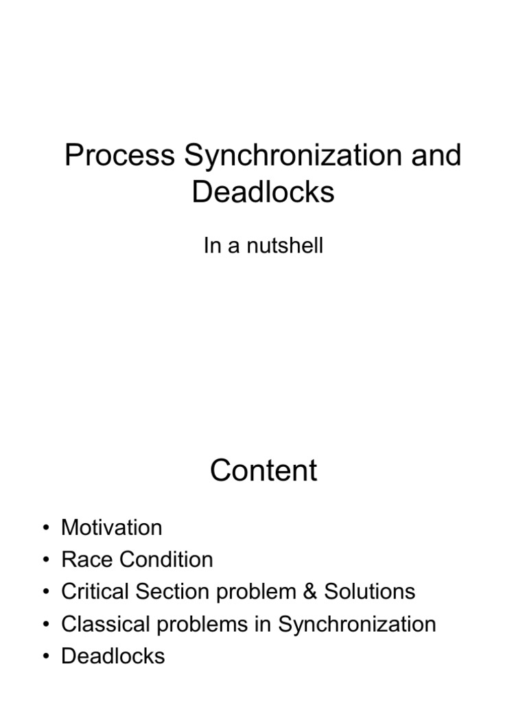 Process Synchronization and Deadlocks 119961623287018 3 | PDF ...
