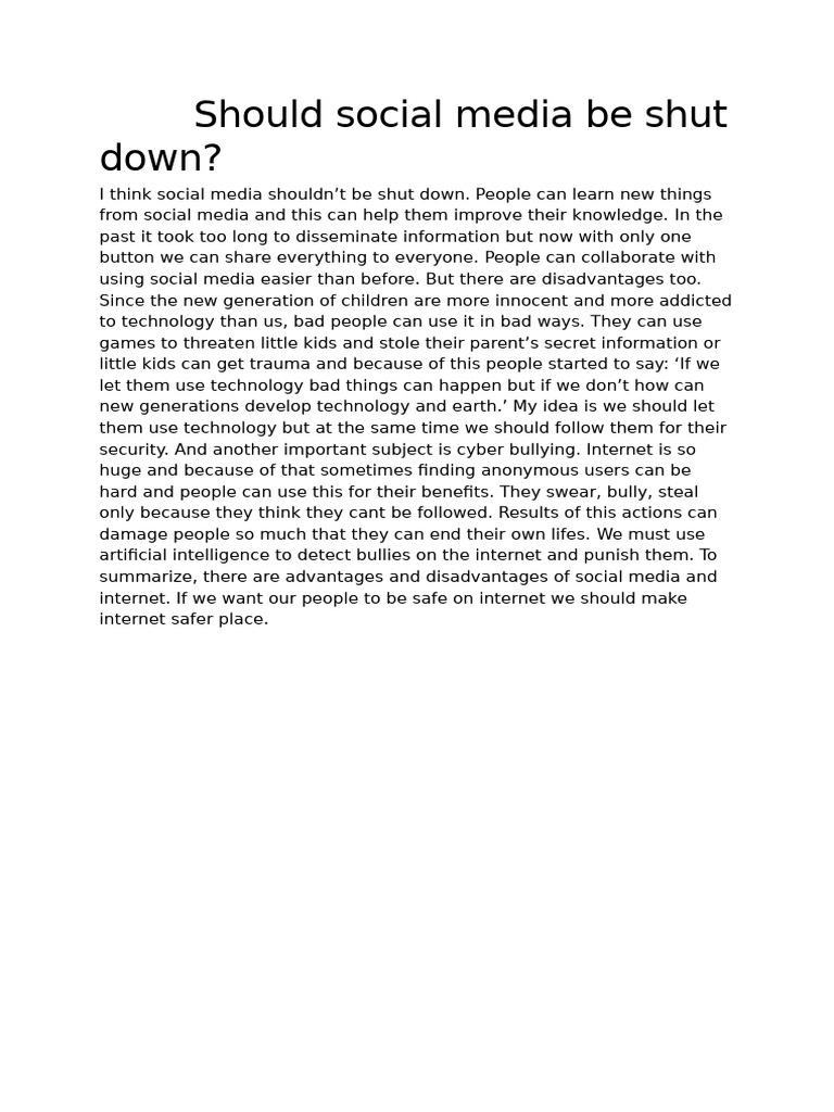 Pros and Cons of Social Media Use | PDF