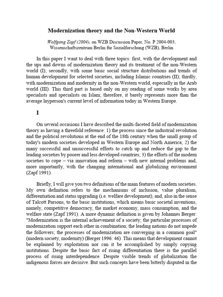 Modernization Theory and The Non | PDF | Modernization Theory | Human ...