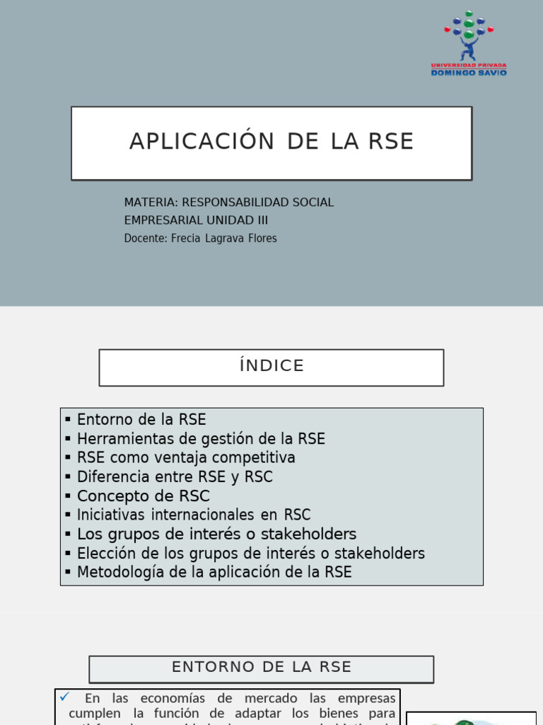 Unidad III - Aplicación de la RSE | PDF | Responsabilidad social corporativa | Business