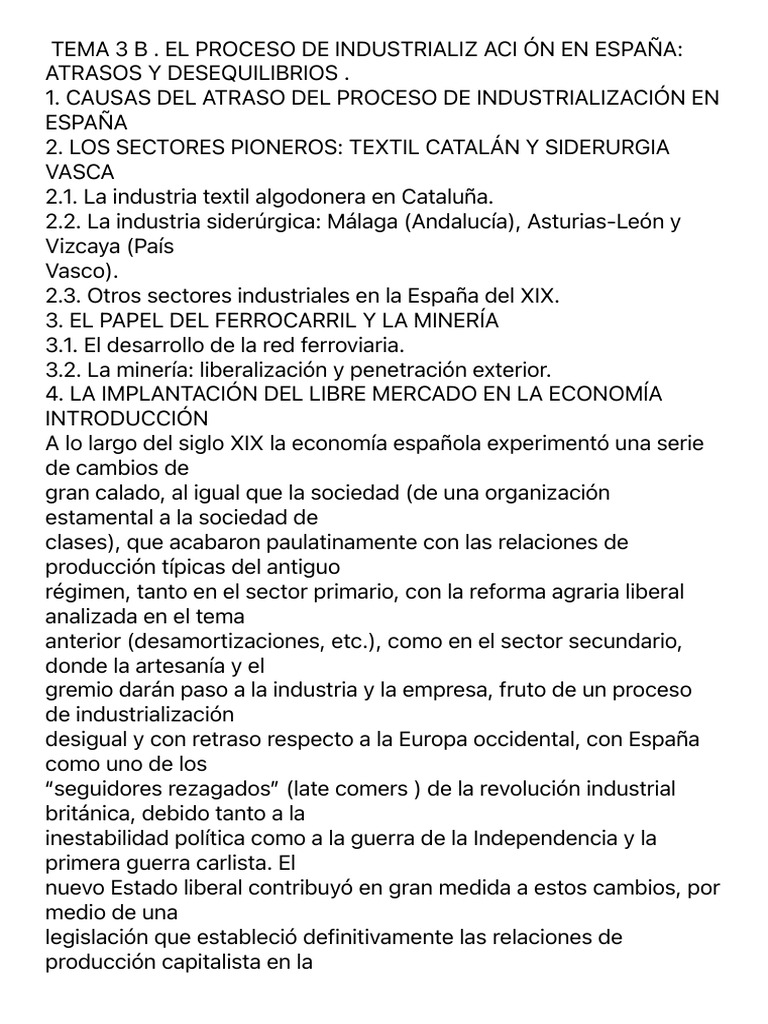 Tema 3B de Historia | PDF | España | Proteccionismo