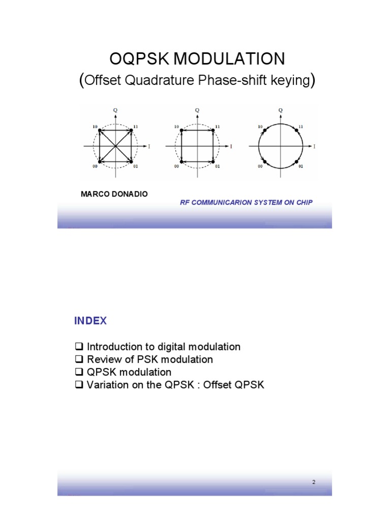 Oqpsk Modulation : Offset Quadrature Phase-Shift Keying | PDF | Modulation | Physical Layer ...
