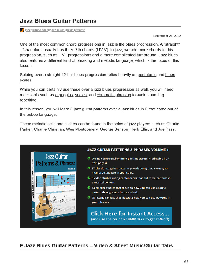 Jazzguitar - Be-Jazz Blues Guitar Patterns | PDF | Jazz | Chord (Music)
