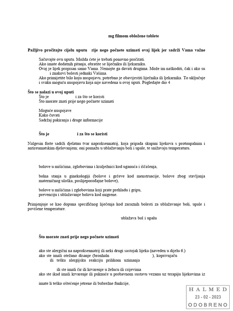 Nalgesin_forte_uputa_23_02_2023 | PDF