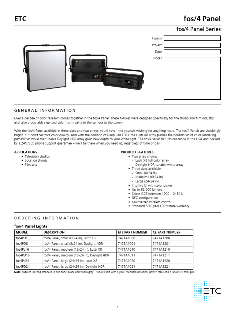 Fos4 Panels Datasheet Revf | PDF | Information And Communications ...