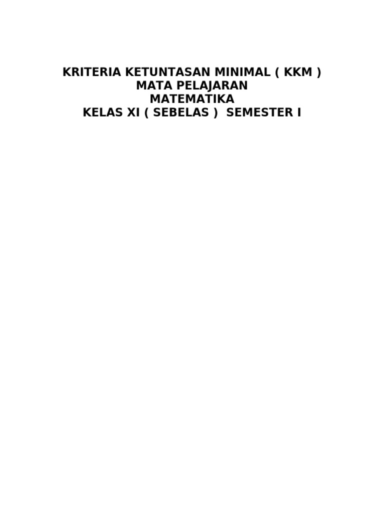 KKM SMK MTK Matematika KTSP Kelas XI Semester 1 Dan 2 | PDF