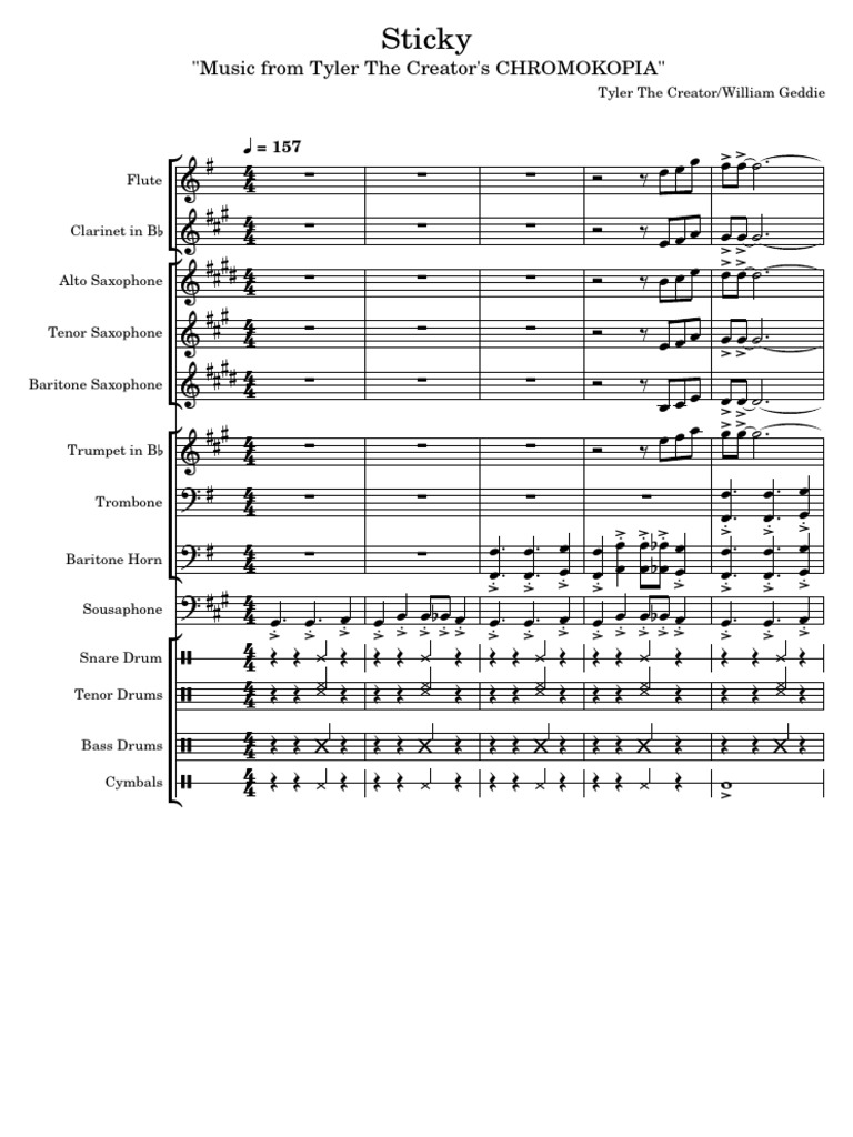 Sticky - Tyler The Creator | PDF | Woodwind Instruments | Music Technology