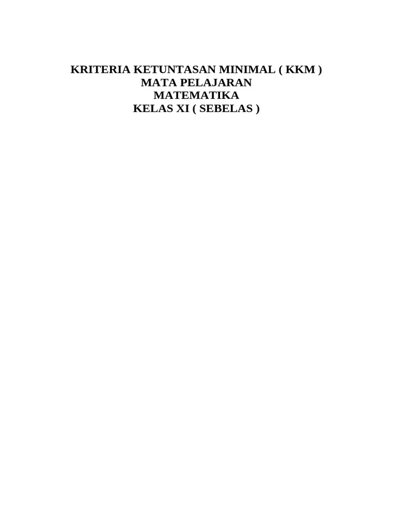 5 KKM SMK MTK Matematika Kurtilas Kelas XI Semester 1 Dan 2 | PDF