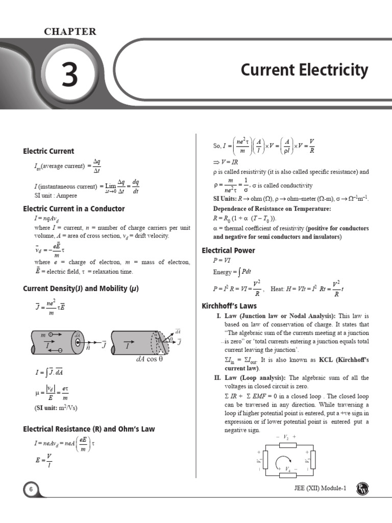Current Electricity - Short Notes | PDF | Electrical Resistivity And ...