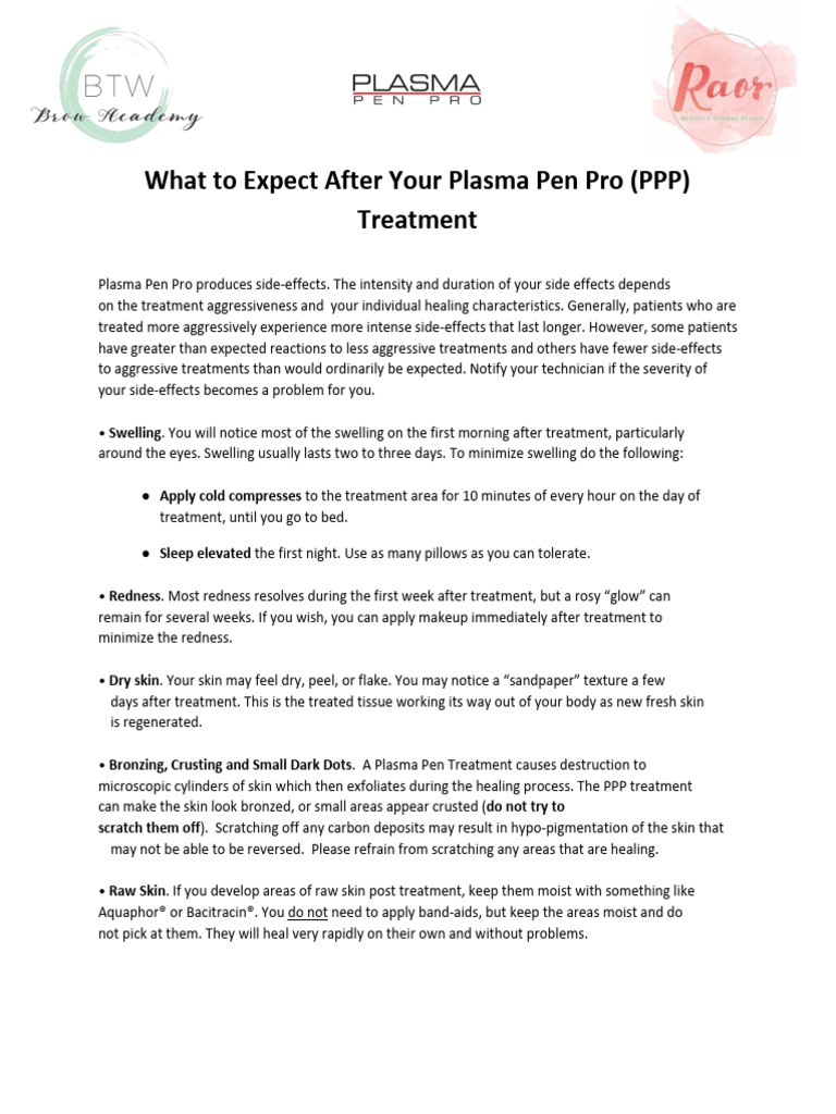 Plasma Pen Pro Aftercare Information BTW | PDF | Sunscreen | Skin Care