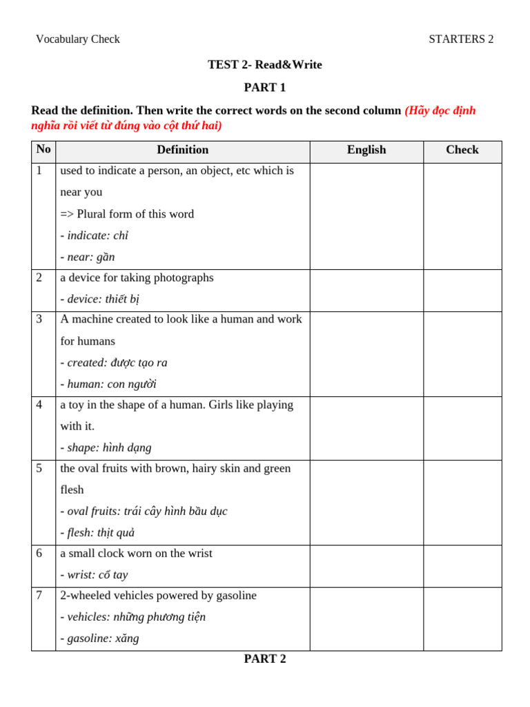 Vocabtest.sta 2 .R&W - TEST 2 - Copy | PDF