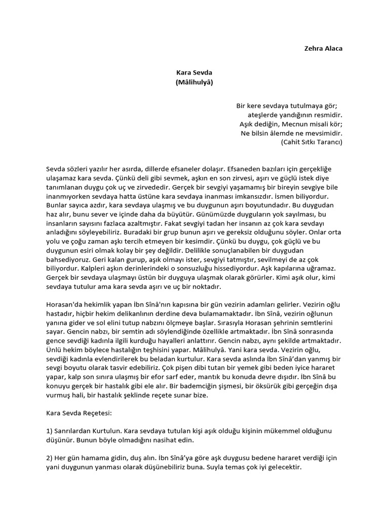 Kara Sevda Zehra Alaca | PDF