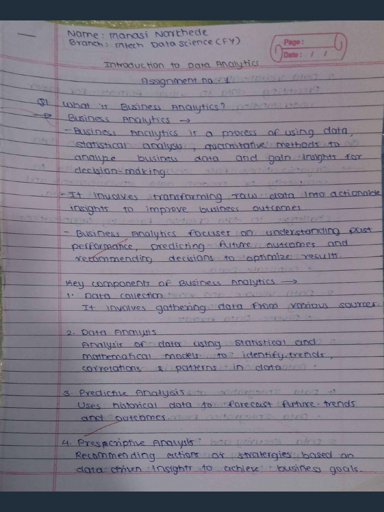 Introduction To Data Analytics Assignment No - 1 | PDF