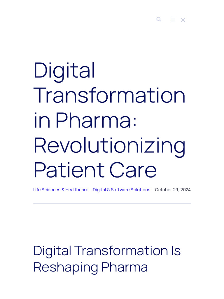 Digital Transformation in Pharma - Revolutionizing Patient Care | PDF ...