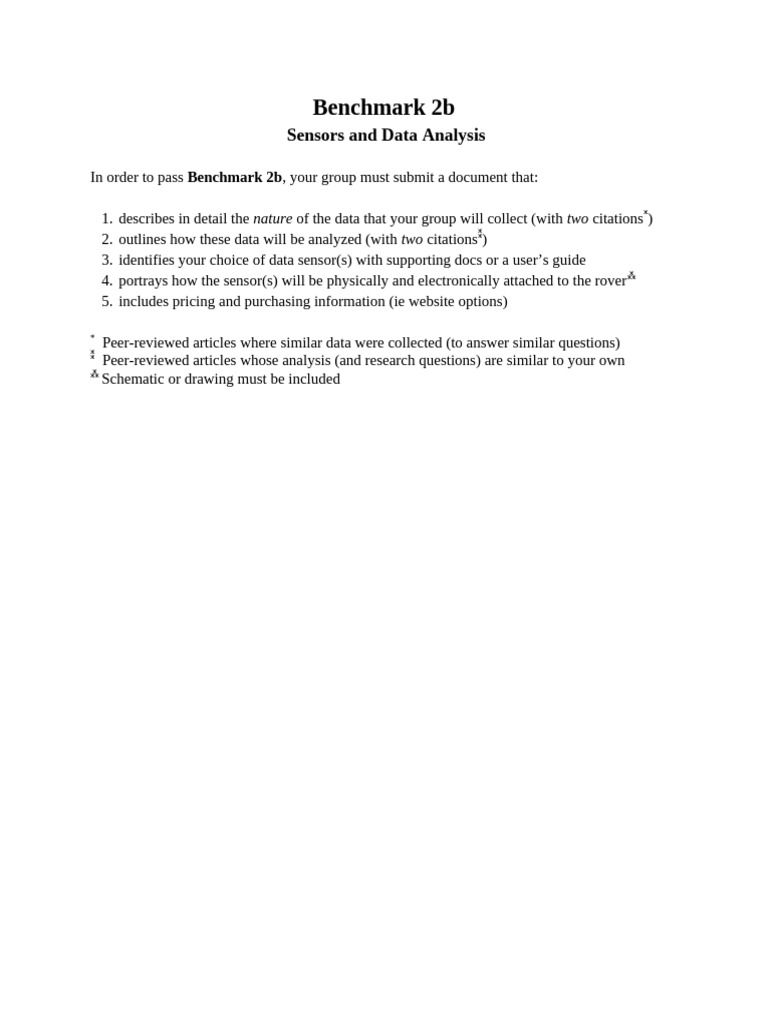 Benchmark 2b - Sensors and Data Analysis 2 | PDF