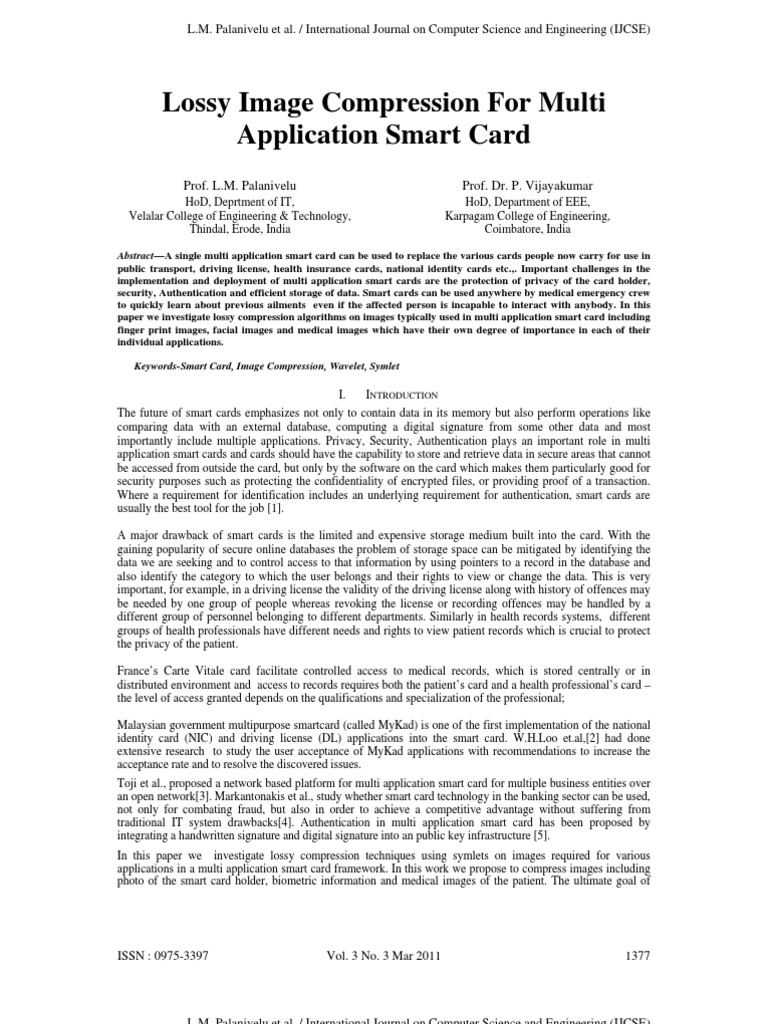 Evaluating Lossy Image Compression Using Symlet Wavelets for Storage on Multi-Application Smart ...