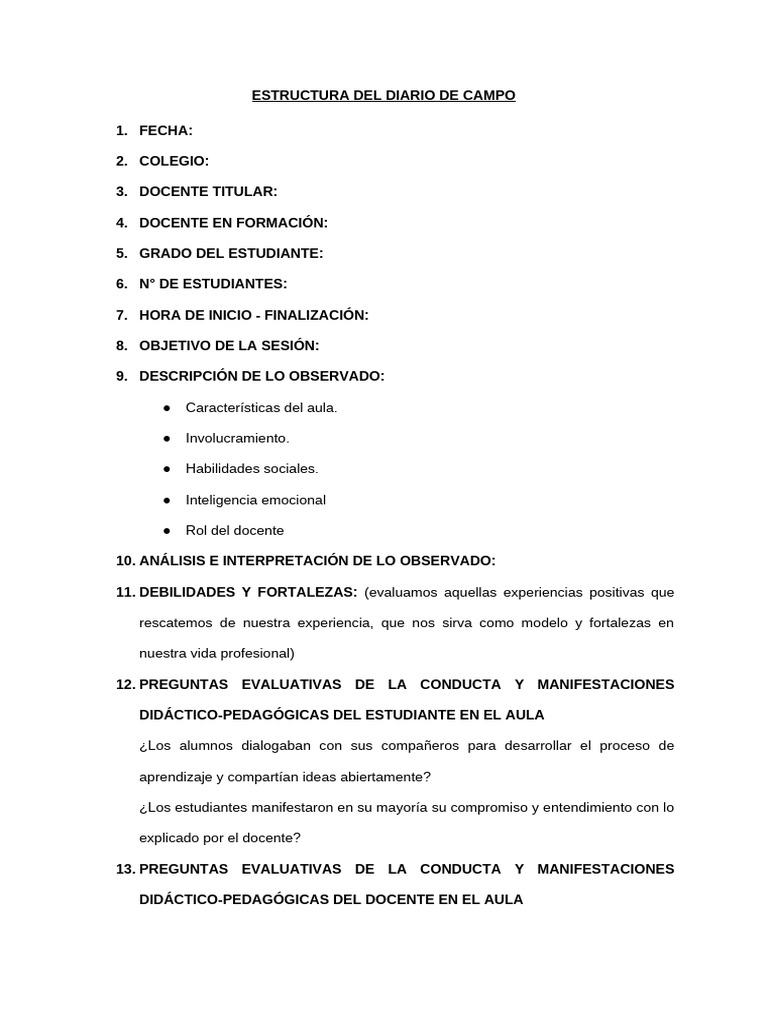 Guía para Diario de Campo Educativo | PDF