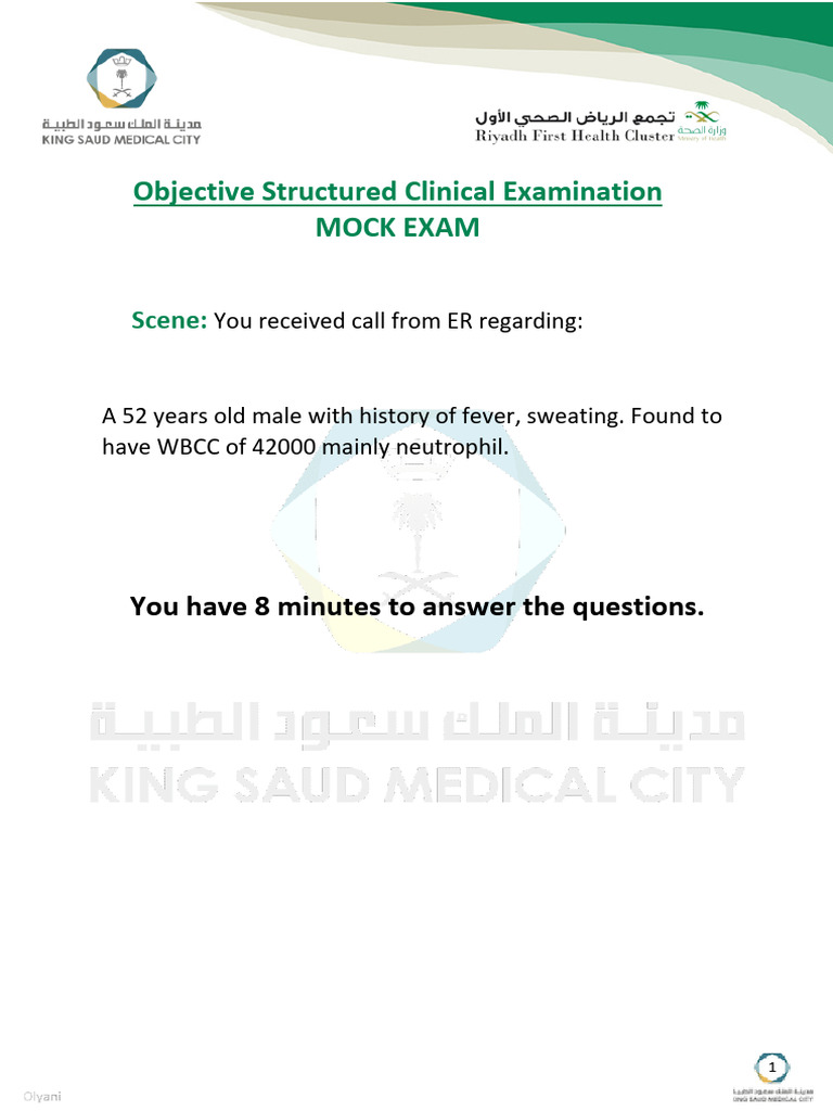 7A-OSCE_KSMC_ CML | PDF | Diseases And Disorders | Medical Specialties