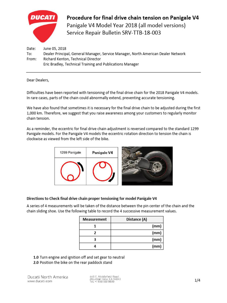 Panigale V4 Final Drive Chain Tension Guide | PDF | Manufactured Goods