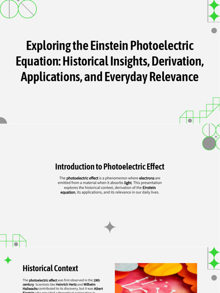 Slidesgo Exploring The Einstein Photoelectric Equation Historical ...