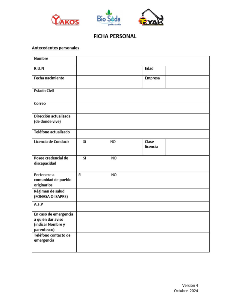 FICHA PERSONAL | PDF