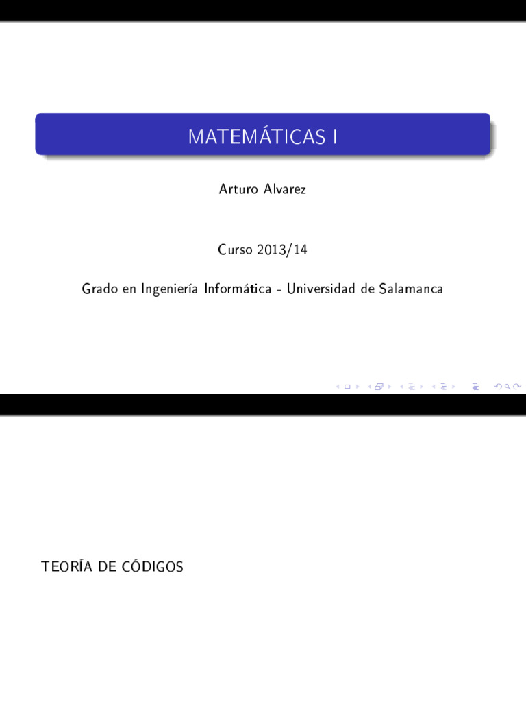 Teoría de Códigos en Matemáticas I | PDF | Análisis matemático ...