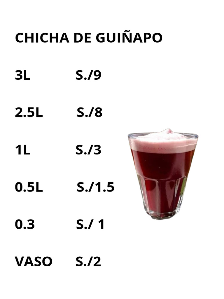 Precios de Chicha de Guiñapo | PDF