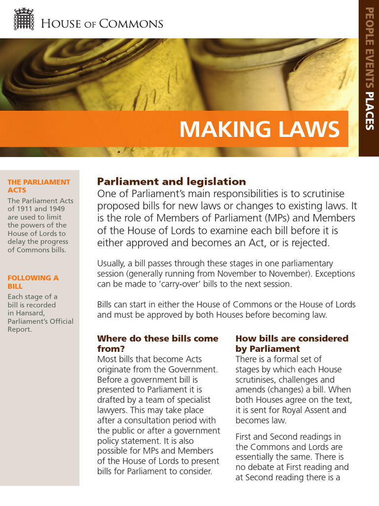 Making Laws | PDF | Bill (Law) | House Of Commons Of The United Kingdom