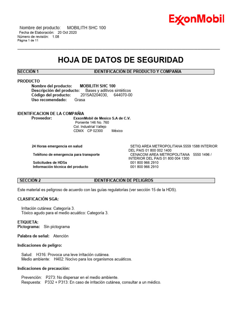 Ficha Técnica de Mobilith SHC 100 | PDF | Ventilación (Arquitectura ...