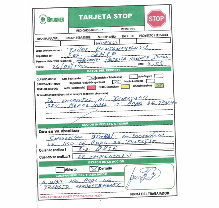 06 - 06 - 2024 Tarjetas Stop Llerena Navarro | PDF