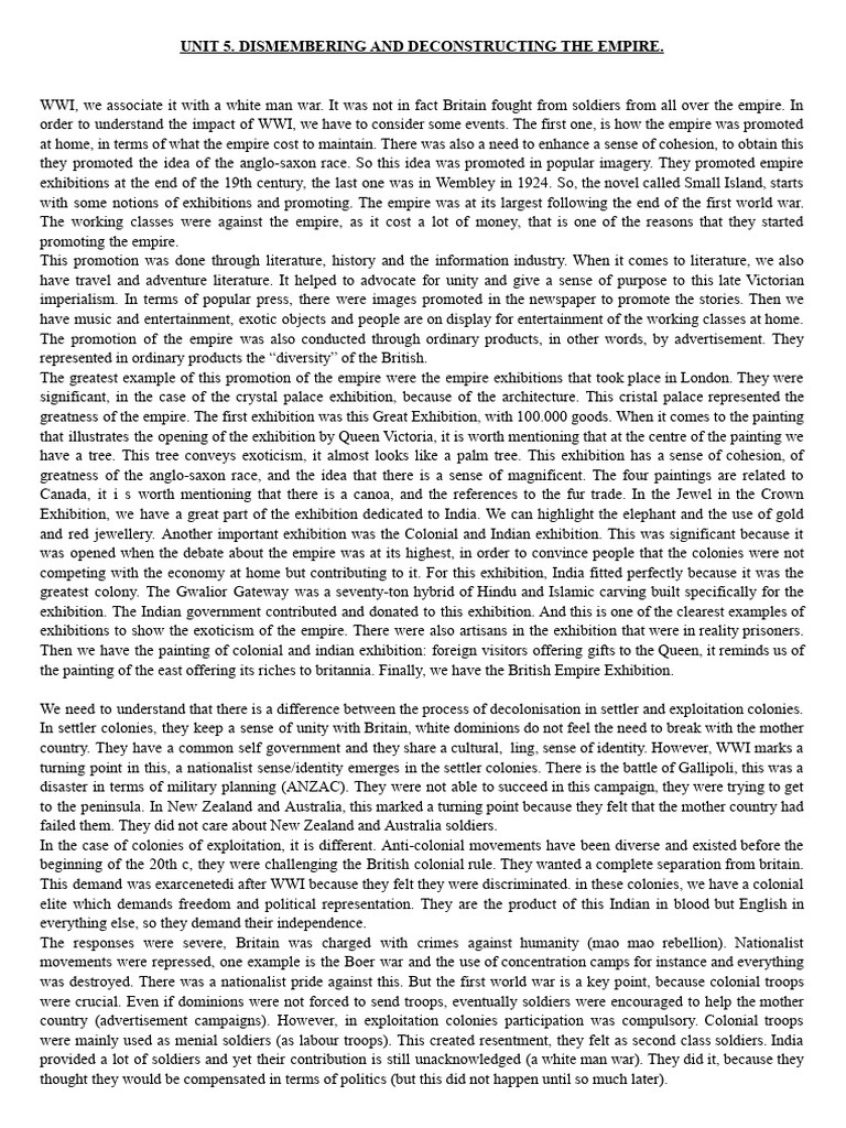 UNIT 5 | PDF | British Empire | Decolonization