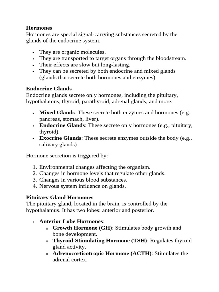 Hormones | PDF | Endocrine System | Pituitary Gland