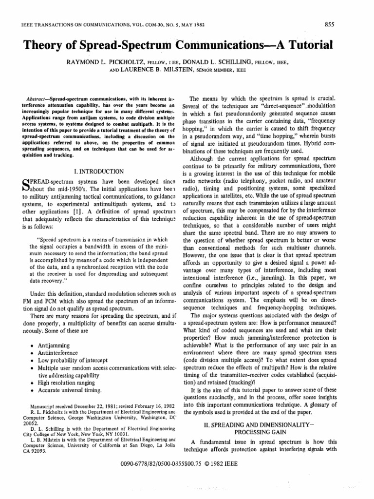 Theory_of_spread_spectrum_communications | PDF | Bandwidth (Signal ...
