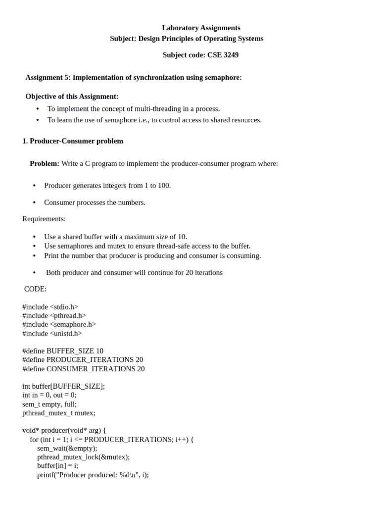 Lab Assignment-5_DOS(CSE3249) (1) | PDF | Computer Science | Operating System Technology