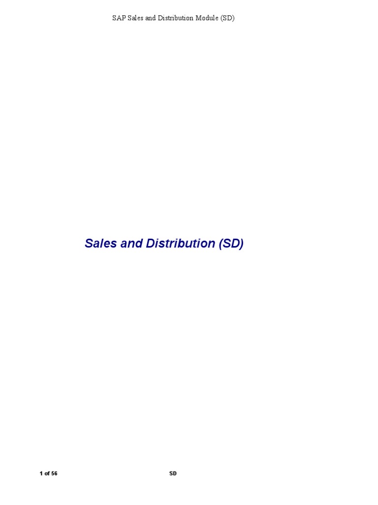 SAP Sales and Distribution Module (SD) | PDF | Sales | Invoice