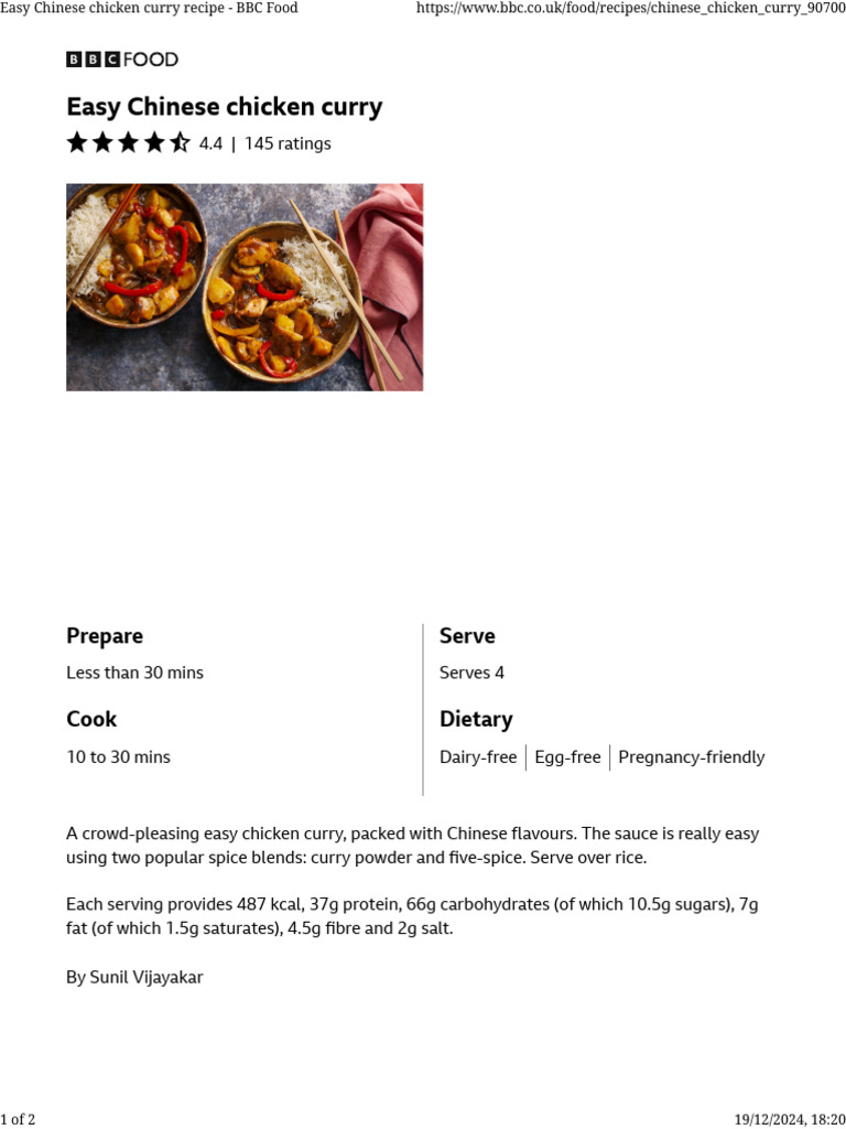 chinese chicken | PDF | Curry | Food And Drink