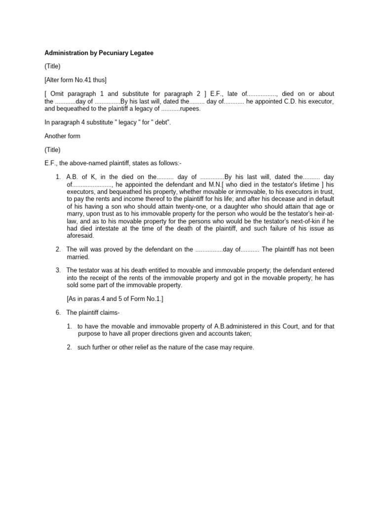 Administration by Pecuniary Legatee_1 | PDF