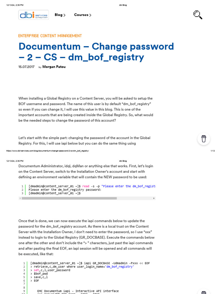 Documentum Change Password 2 Cs DM - Bof - Registry | PDF | Password | Directory (Computing)