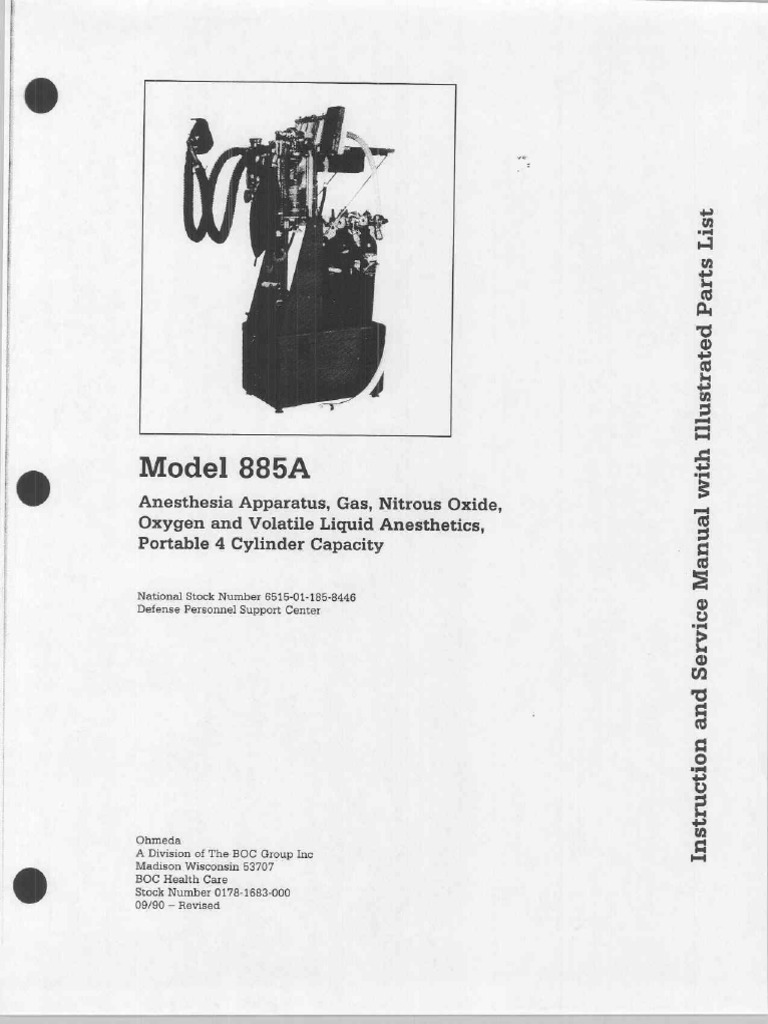 Ohmeda 885A Anaesthesia Apparatur - Service Manual | PDF