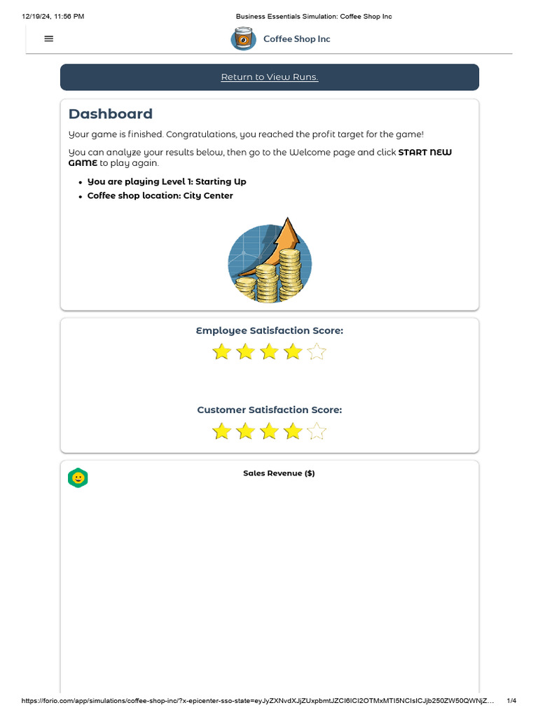 Coffee Shop Inc Simulation Results | PDF | Economies | Business Economics