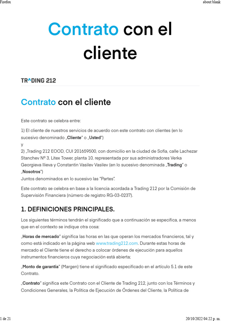 Contrato Cliente Trading Club | PDF | Contrato por diferencia ...