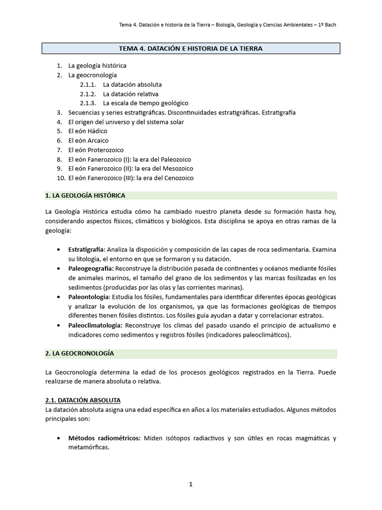 Tema 4. Datación e Historia de La Tierra | PDF | Estrato | Estrellas