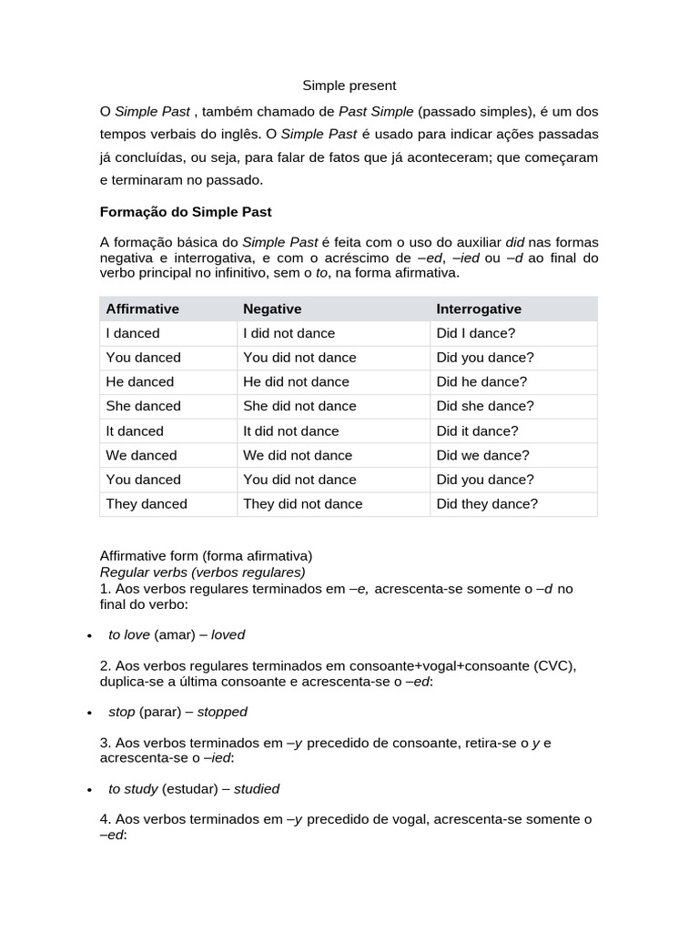 Simple present- Inglês | PDF | Linguistic Typology | Syntactic ...